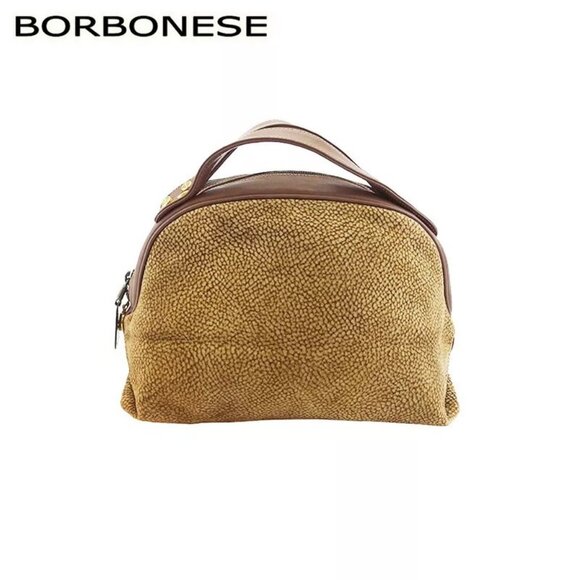 Borbonese | Bags | Borbonese Handbag Quail Pattern Beige Suede X ...